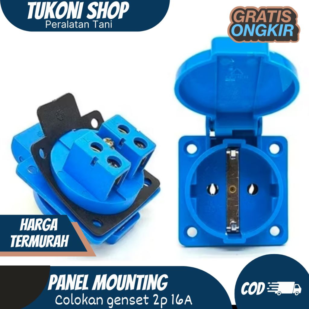 Jual Panel mounting 2p 16a Colokan Genset Socket AC Waterproof - Hitam | Shopee Indonesia