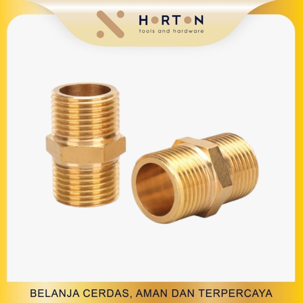 Jual NEPEL KUNINGAN Double Nepel Drat Luar 1/2 Inch / Sambungan Kran / Sambungan Sok Socket ...