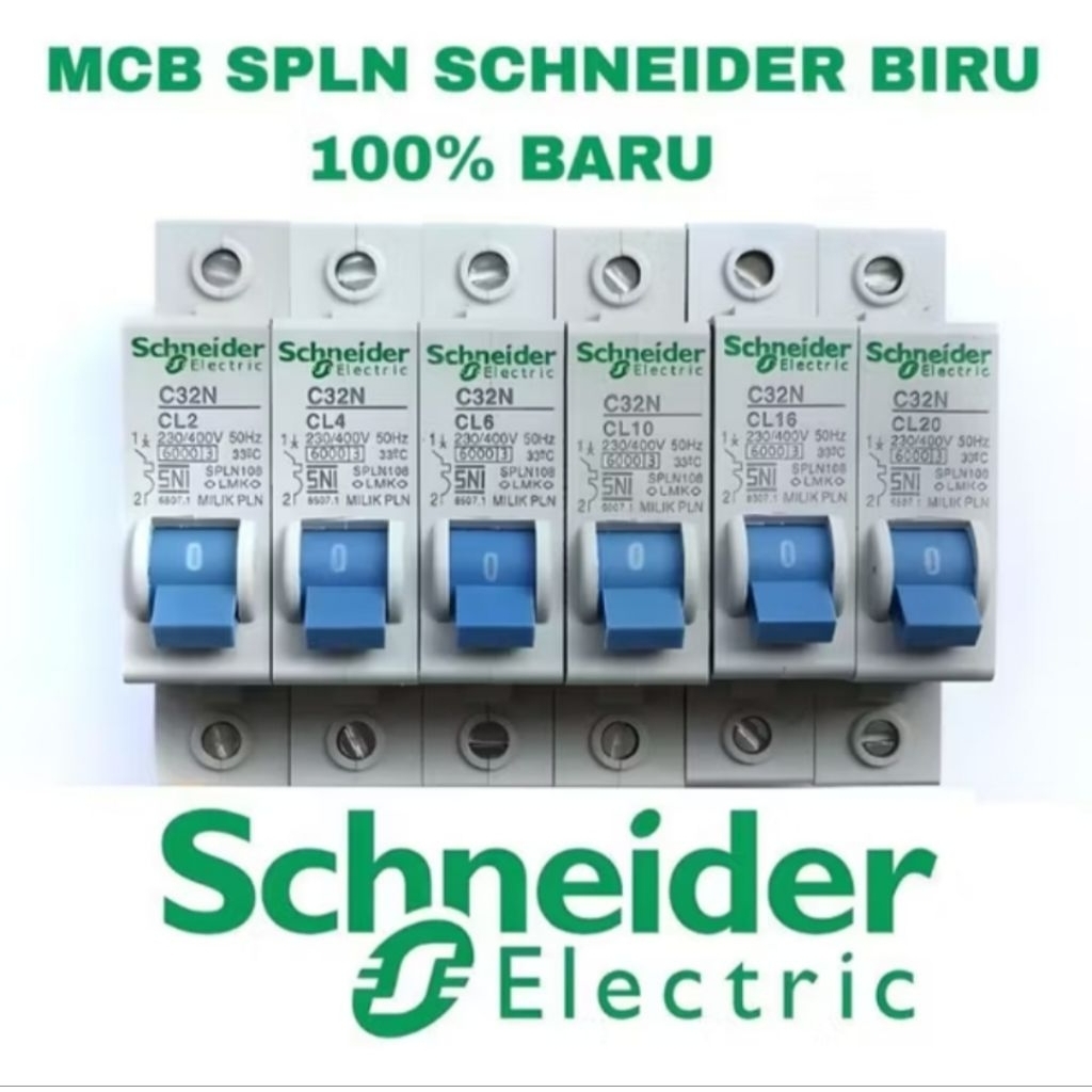 Jual MCB SCHNEIDER PLN BIRU 1PHASE 2A 4A 6A 10A 16A 20A 25A 35A | Shopee Indonesia