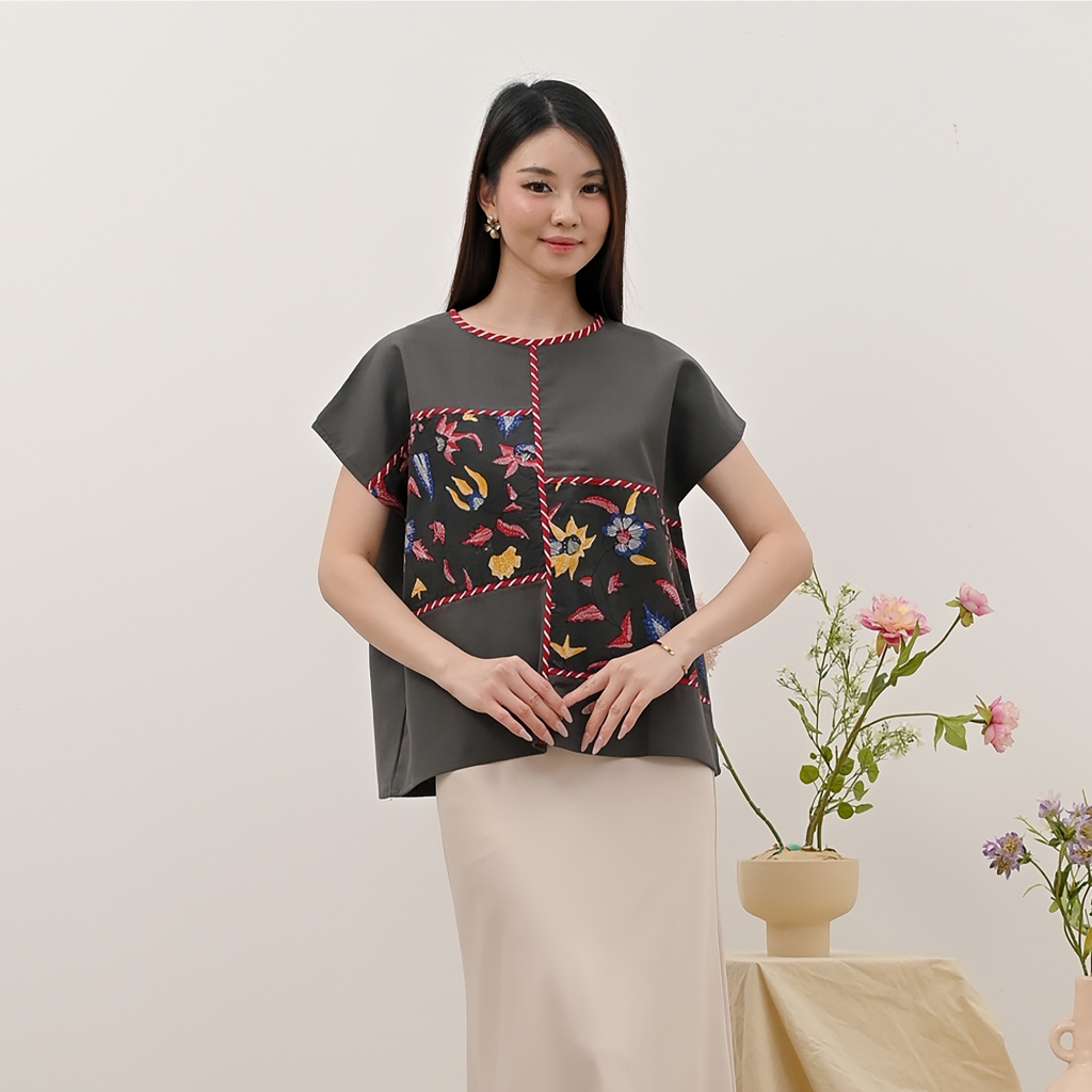 Jual NONA RARA - Perenia Tulis Betawi T4248, Baju kerja batik blouse ...