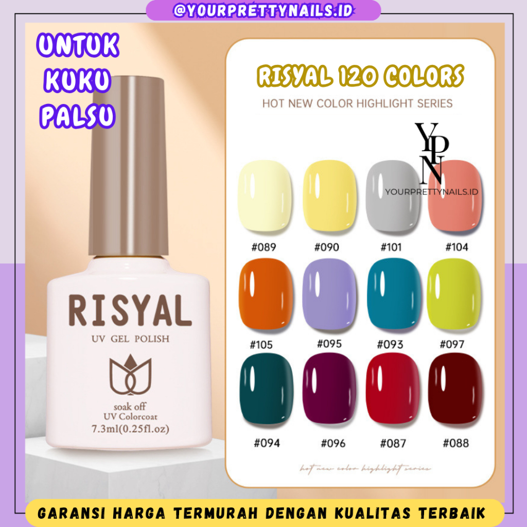 Jual (81-120) RISYAL 120 Colors Nail Gel Polish Kutek Halal Muslimah 7 ...
