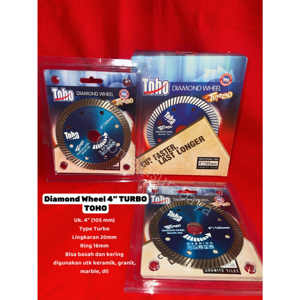 Jual DIAMOND WHEEL TOHO TURBO 4" TOHO / DW TOHO TURBO / Mata Potong Keramik, Granit Basah Kering ...