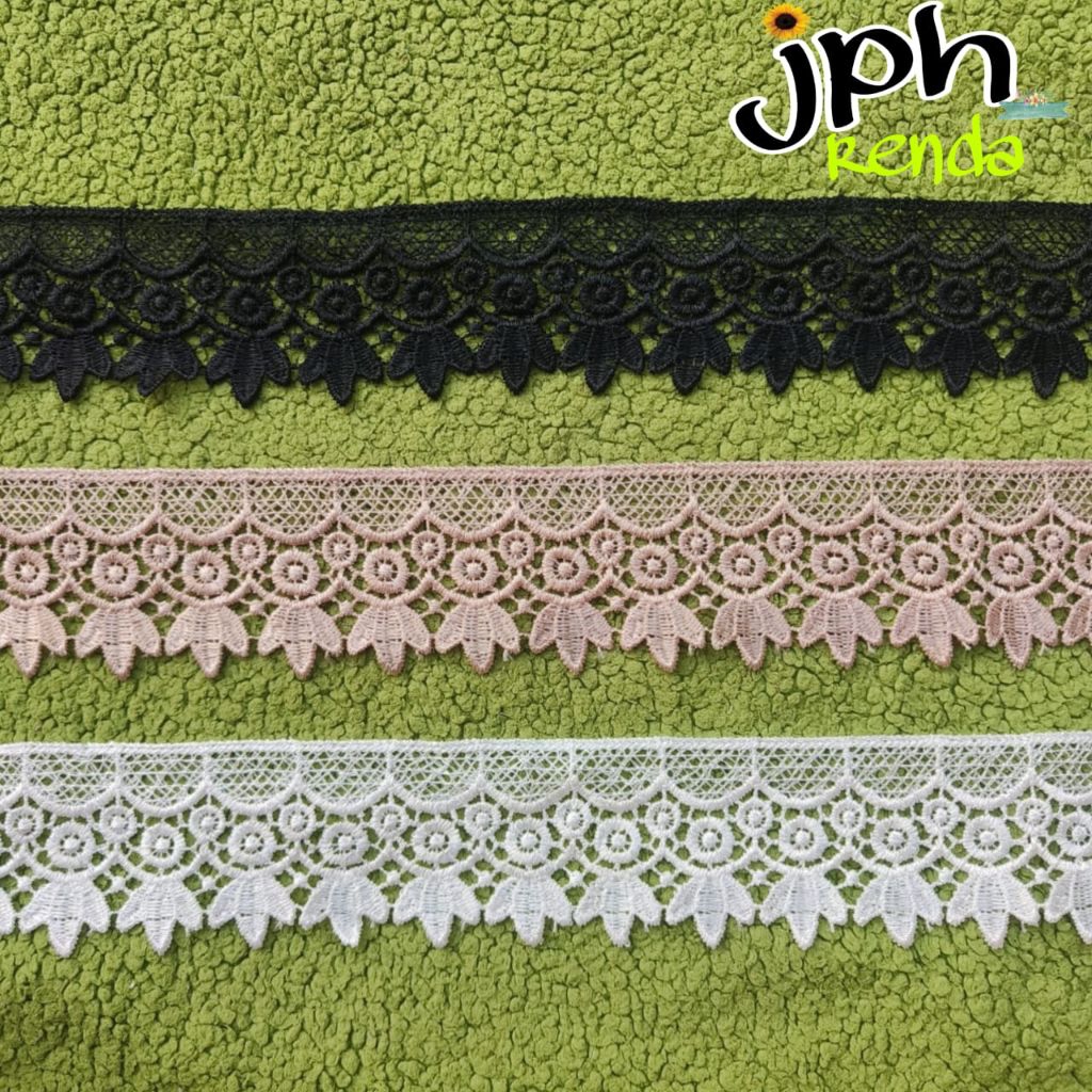Jual Renda giper lebar 6cm, renda zipper, renda bordir (per roll 15yard ...