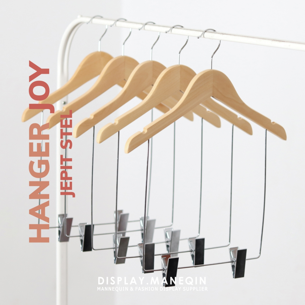 Jual Hanger Kayu Joy DM544 Anak Gantungan Jepit Setelan Baju Kastok ...