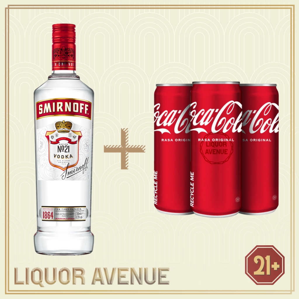 Jual SMIRNOFF Vodka Red Label Original 700ml + 3 Can Coca Cola | Shopee ...