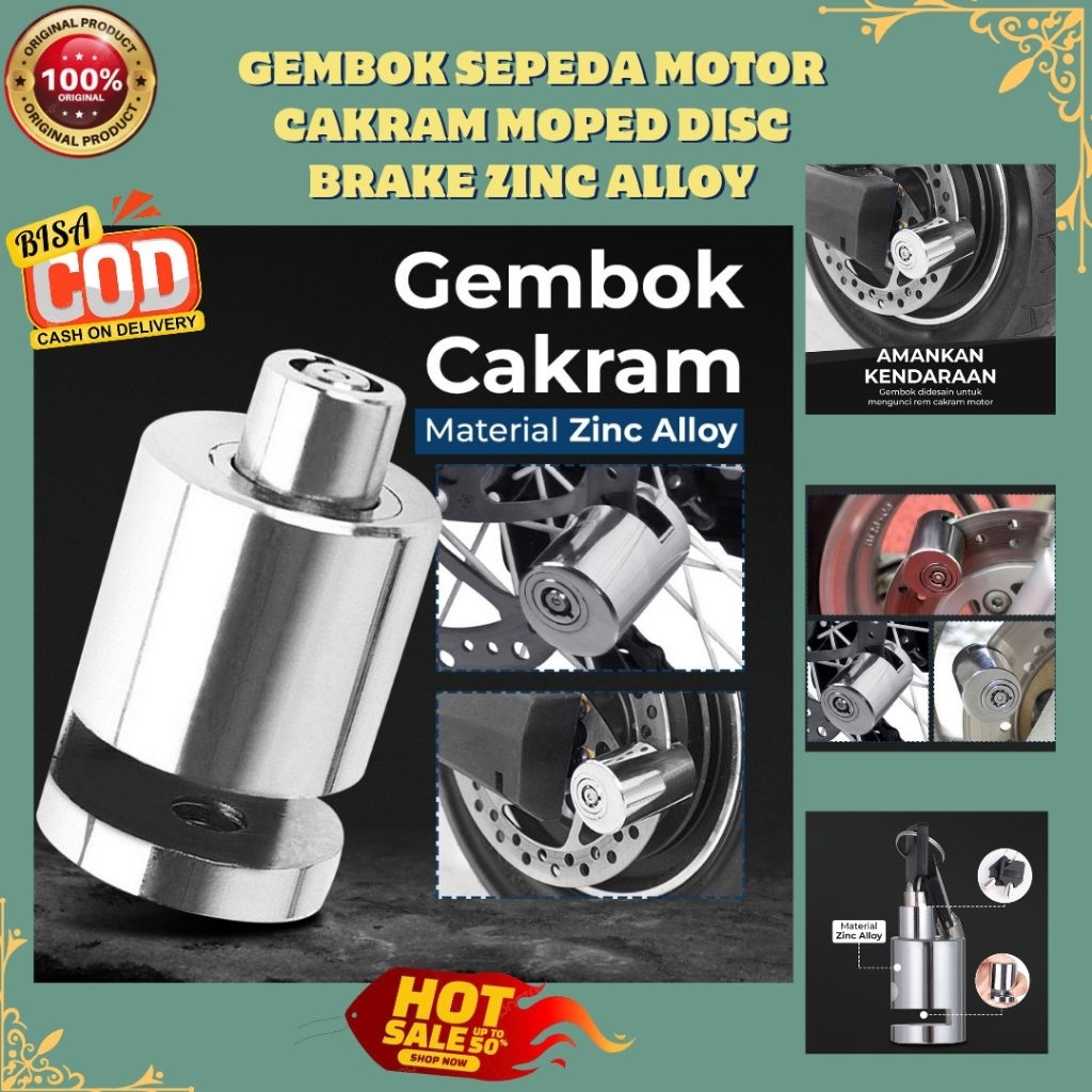 Jual {ORIGINAL 100%} Gembok Sepeda Motor Cakram BESI | Shopee Indonesia