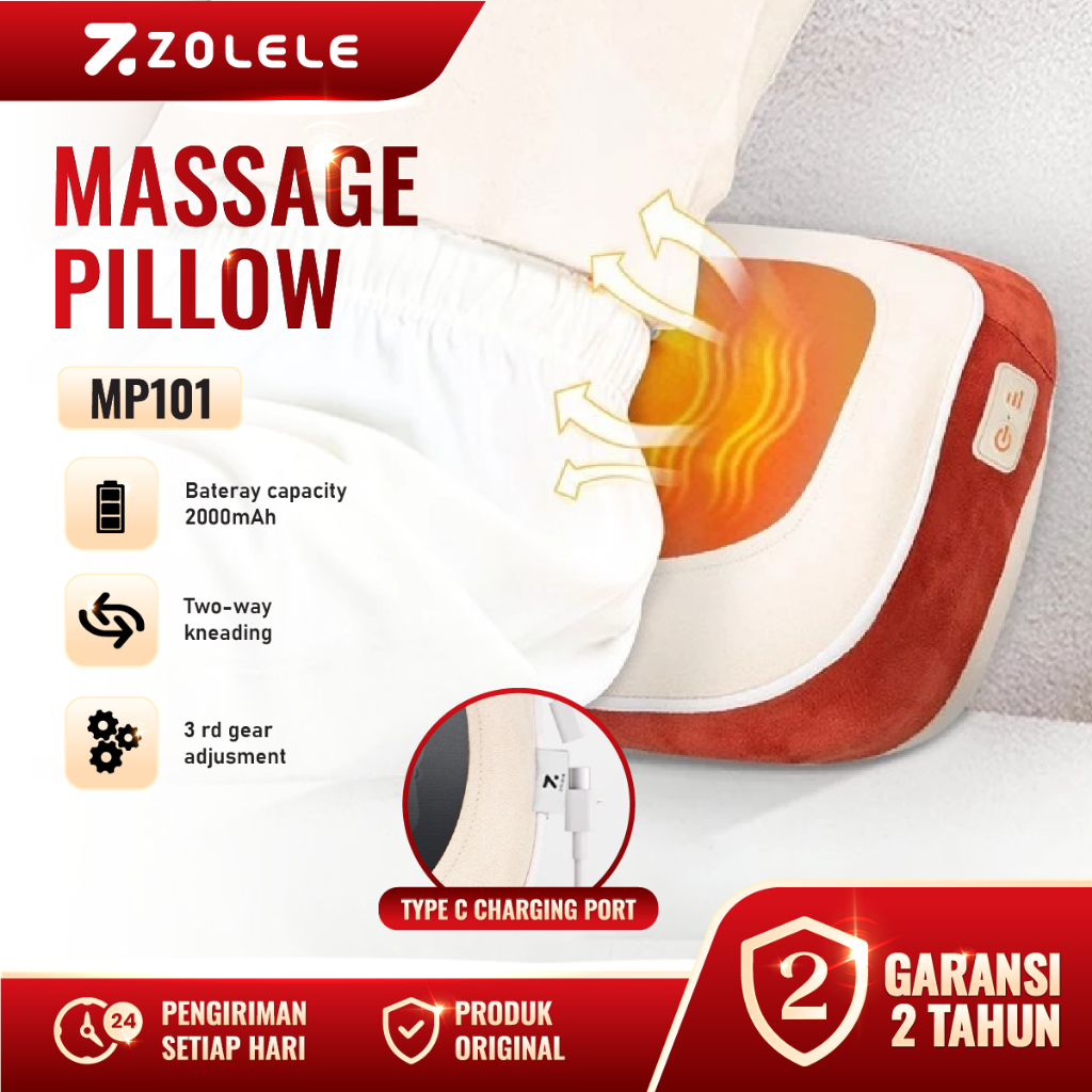 Jual Zolele MP101 Bantal Pijat Nirkabel Massage Pillow Leher Punggung Portable Car and Home ...