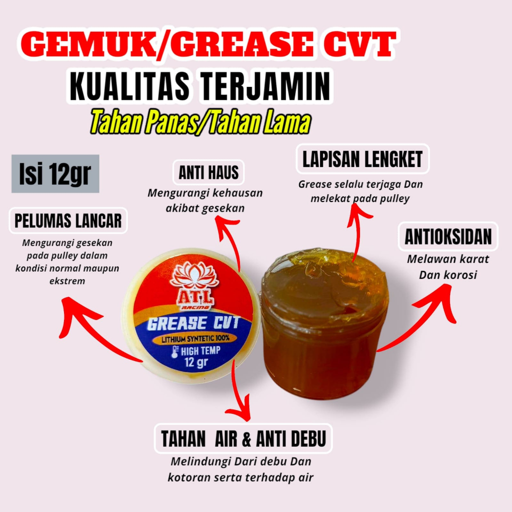Jual ATL RACING gemuk grease CVT grease high temp plum gem cvt stempet ...