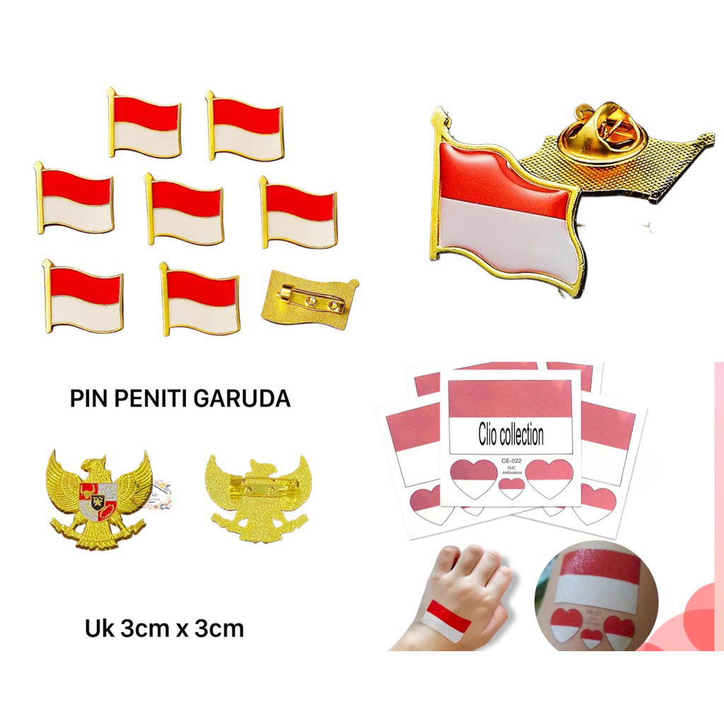Jual PIN MERAH PUTIH PENITI PIN TUSUK / BROS KEMERDEKAAN HUT RI / TATOO ...