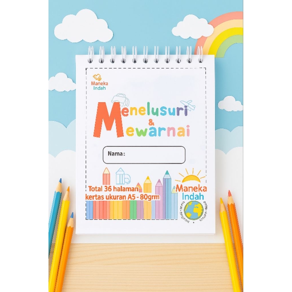 Jual Buku Menelusuri & Mewarnai Anak | Worksheet Motorik Halus TK 2 3 4 ...