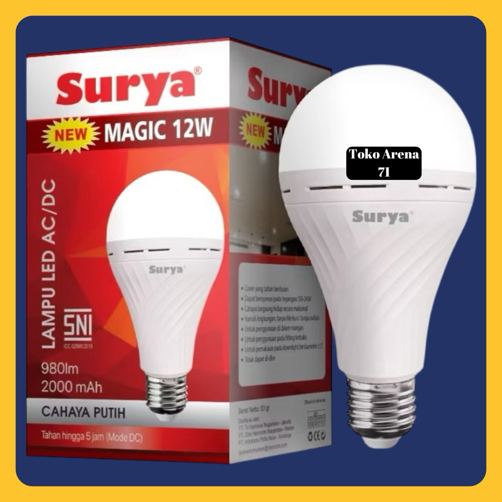Jual Surya Lampu Emergency 12W 12 Watt Bohlam LED Surya Magic Bohlam ...