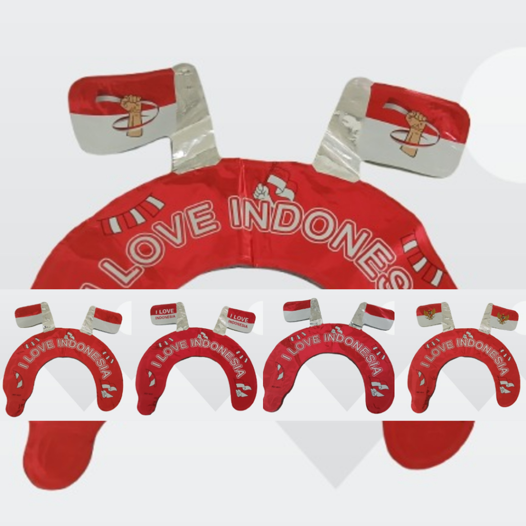 Jual GROSIR ISI 50 MAINAN ANAK BALON FOIL BANDO MERAH PUTIH/I LOVE ...