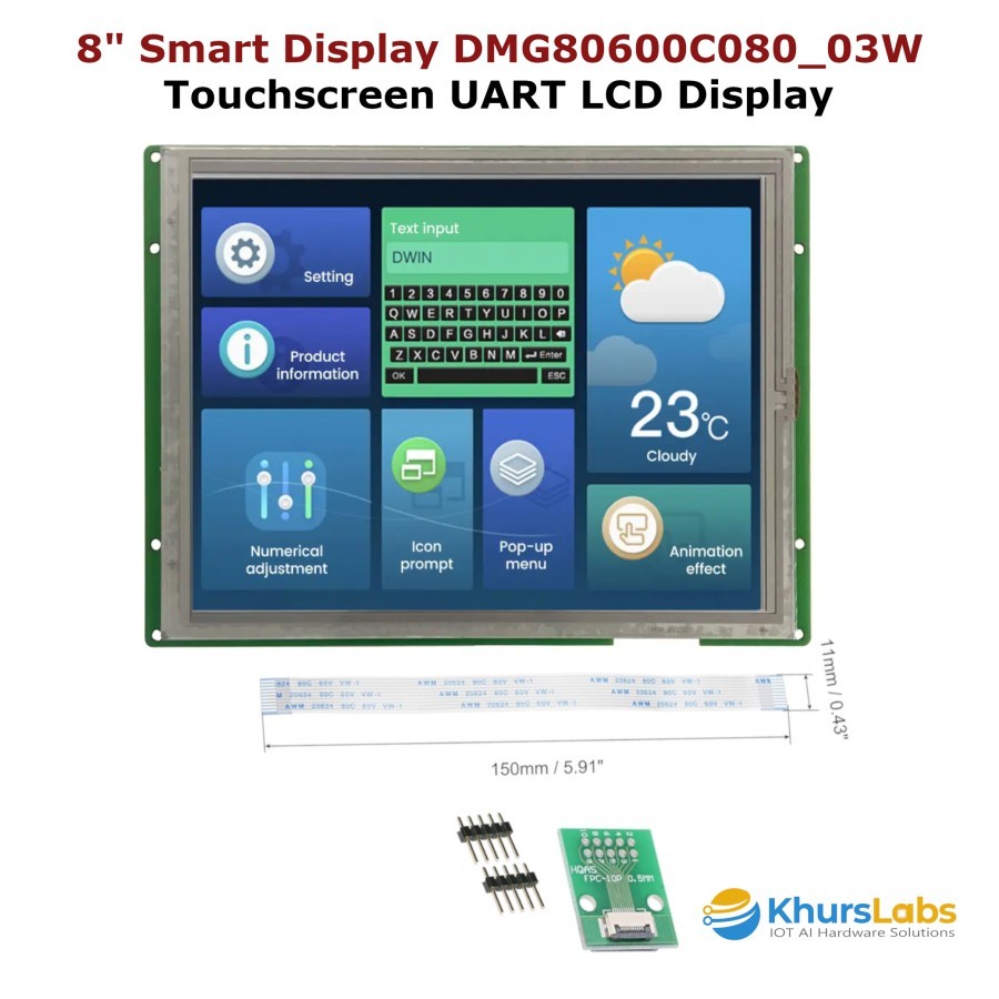 Jual DWIN 8" Inch Smart Display TTL RS232 DMG80600C080_03W HMI ...