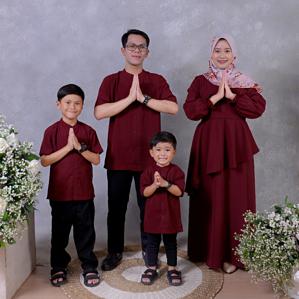 Jual RAYNA Family set keluarga warna burgundy (sarimbit couple 2025 ...