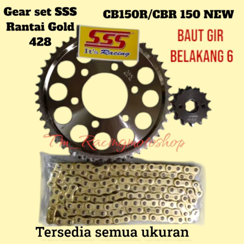 Jual gear gir SSS 428 rantai gold Cb150r/Cbr 150 new baut gir belakang 6 | Shopee Indonesia
