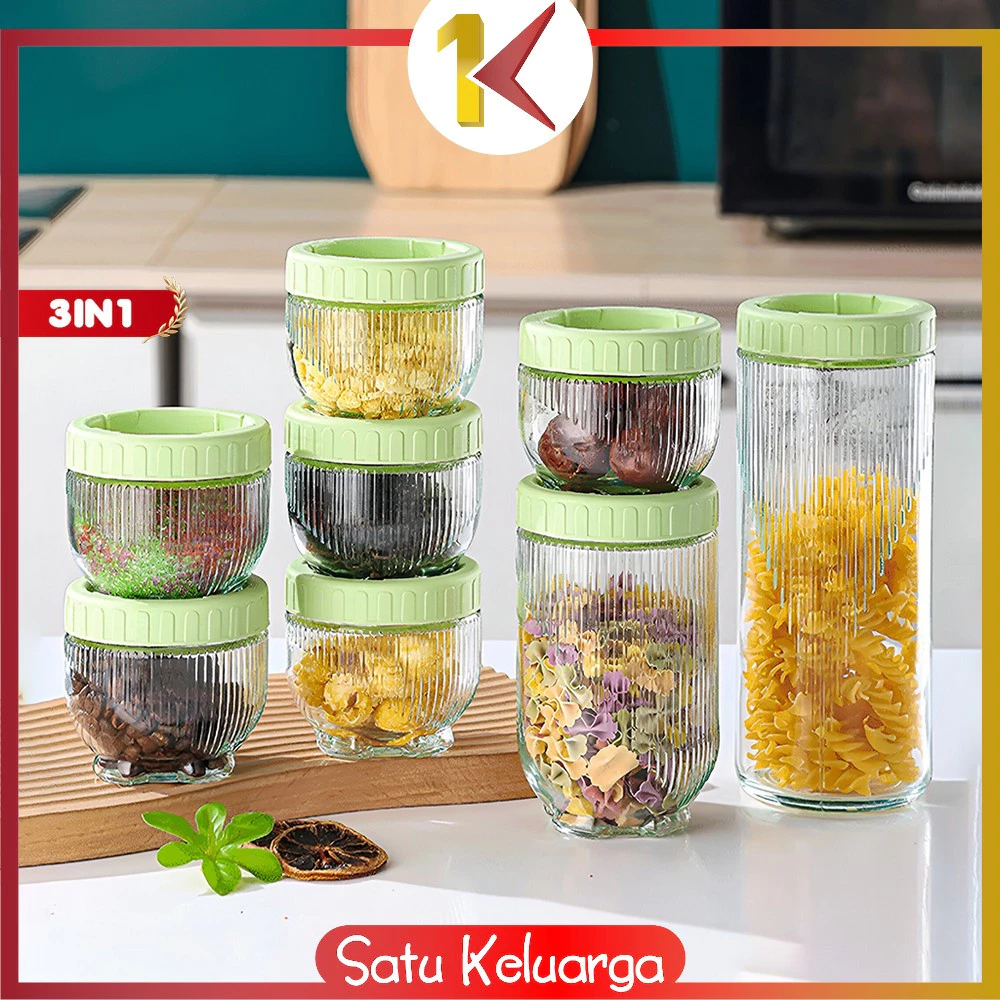 Jual SK-C1171 Toples Kaca Gladies Hazel Set 3pcs Toples Kue Lebaran 3IN1 / Set Stoples ...