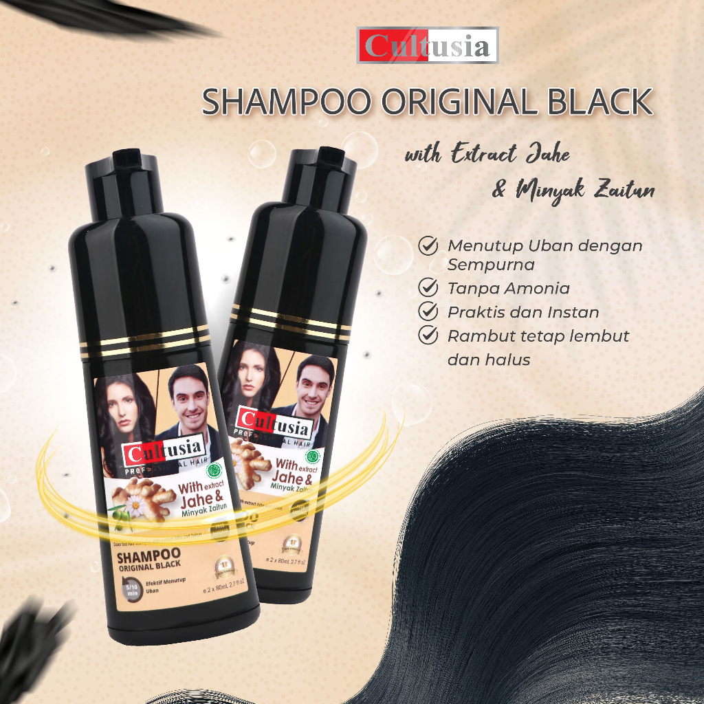 Jual CULTUSIA - SHAMPO UBAN / SHAMPO PEWARNA RAMBUT HITAM / PENUTUP ...