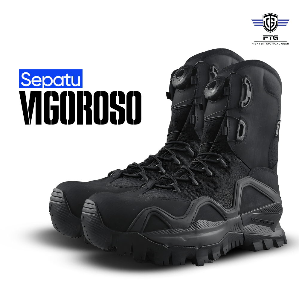 Jual Sepatu PDL Tactical Tali putar Hitam Waterproof | Shopee Indonesia