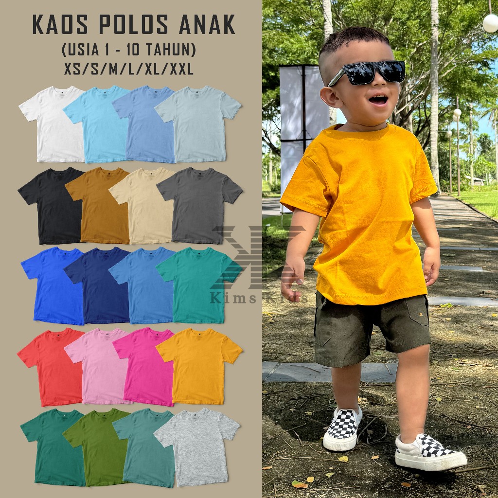 Jual KIMS KIDS - Kaos Polos Anak Cotton Combed 30s Baju Polos Anak Usia 1 s/d 10 Tahun | Shopee ...