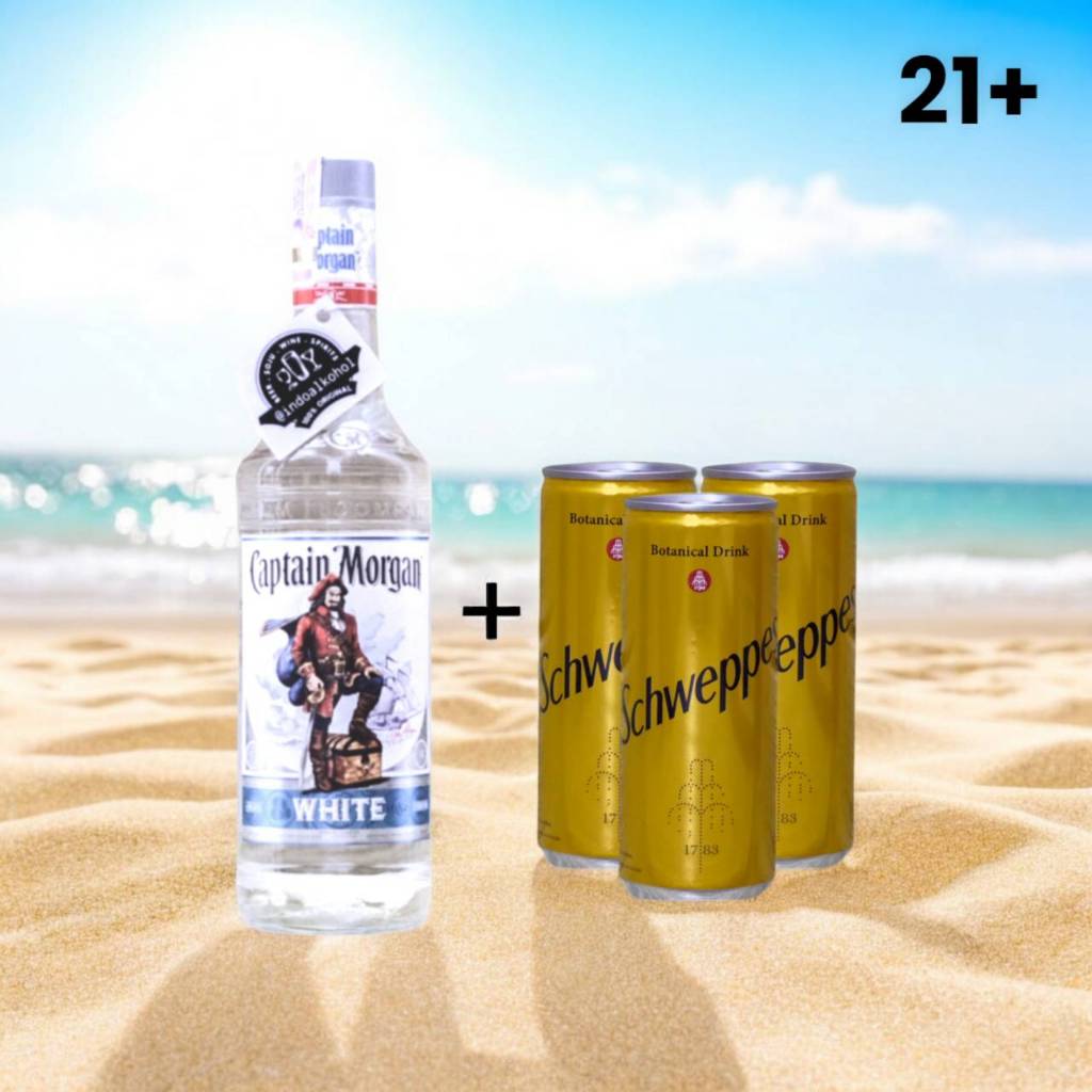 Jual Captain Morgan White Rum 750ml X 3 Klg Schweppes Tonic Water 250ml ...