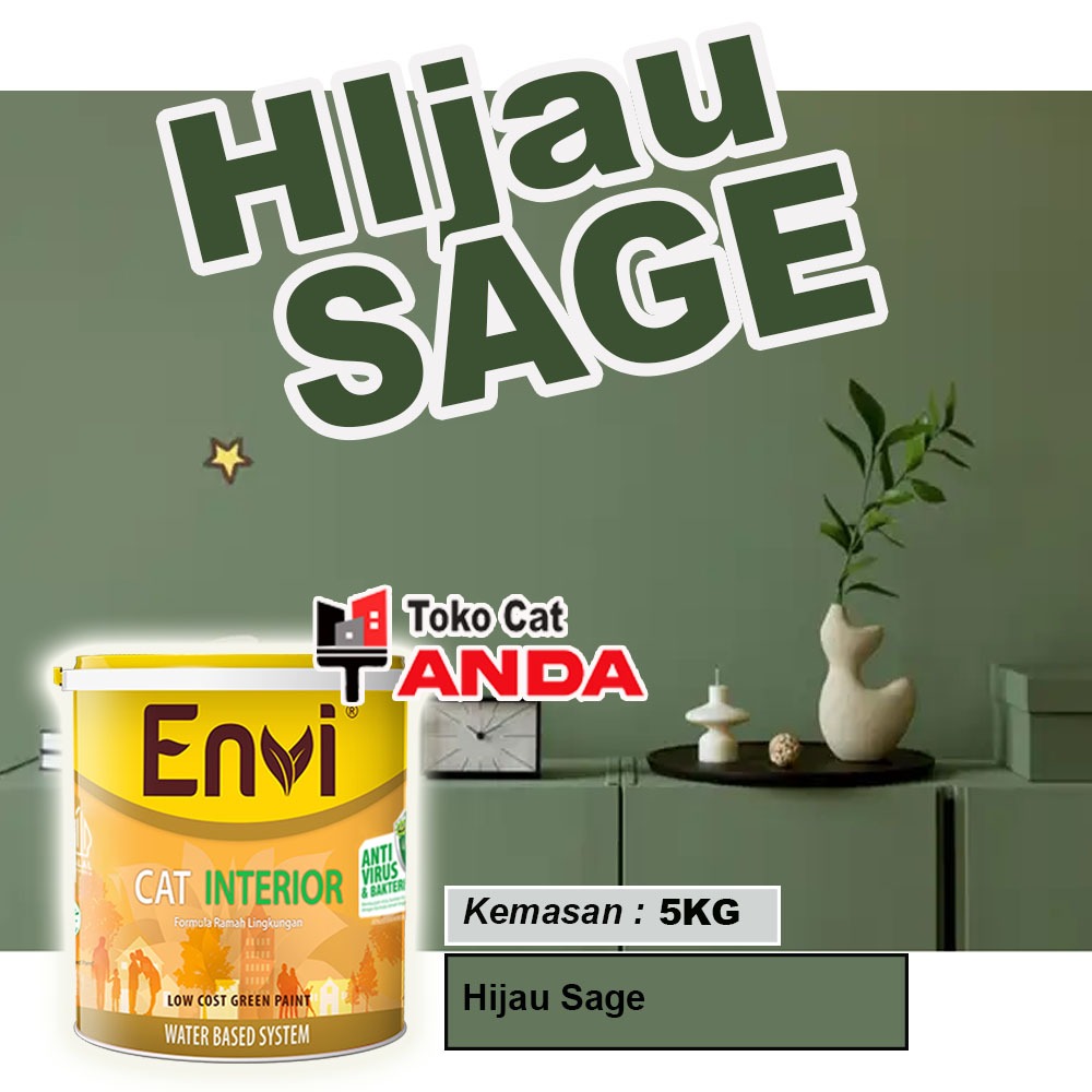 Jual Cat tembok HIJAU SAGE - Cat Tembok ENvi Interior galon Hijau Sage ...
