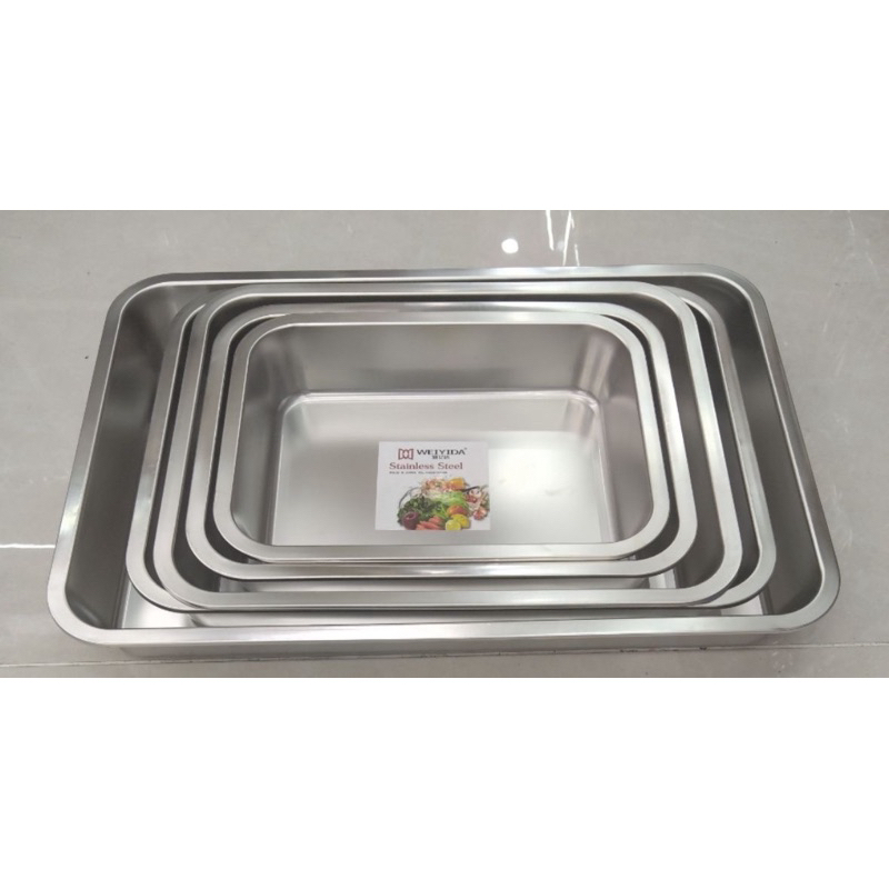 Jual Baki Tray Nampan Stainless Steel / Food Pan Wadah Persegi Panjang ...