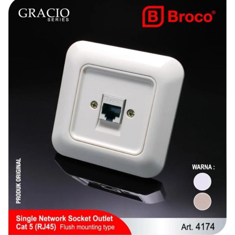 Jual Broco Gracio socket outlet data cat 5/Stop kontak data cat 5 (4174 ...