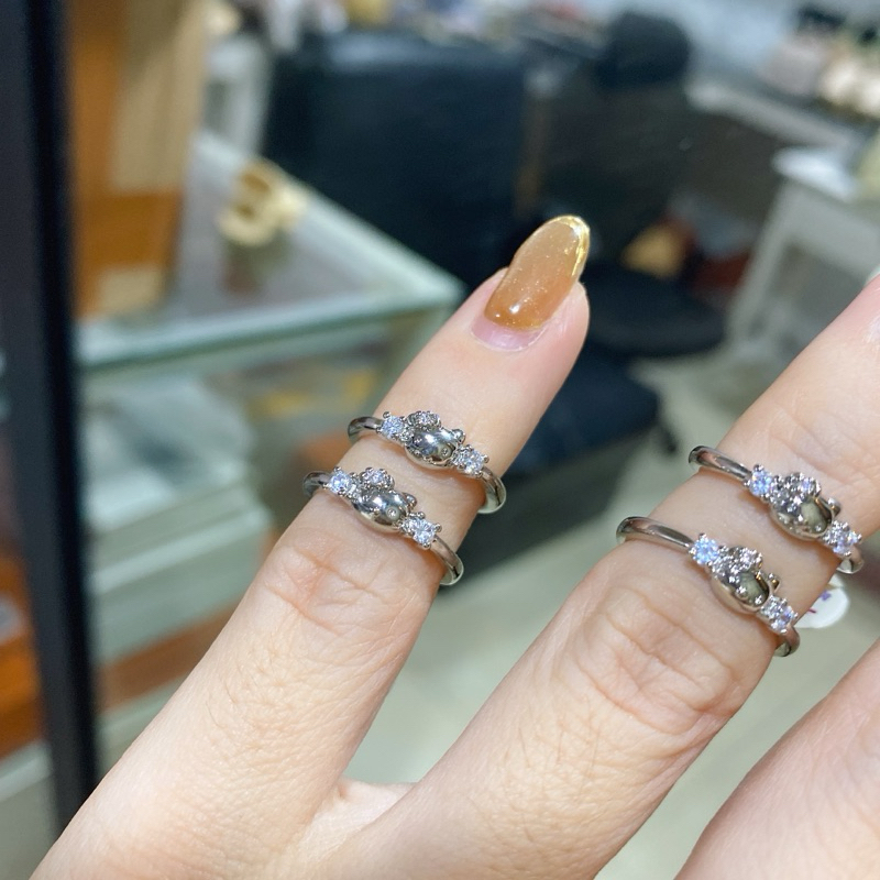Jual cincin anak warna silver motif kitty dan hiasan diamond ready size ...