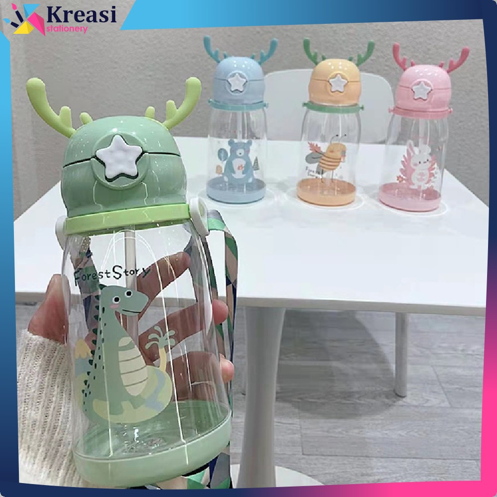 Jual Botol Air Minum Model Tanduk Rusa Lucu Food Grade / Botol Minum Anak 610ML dengan Sedotan ...