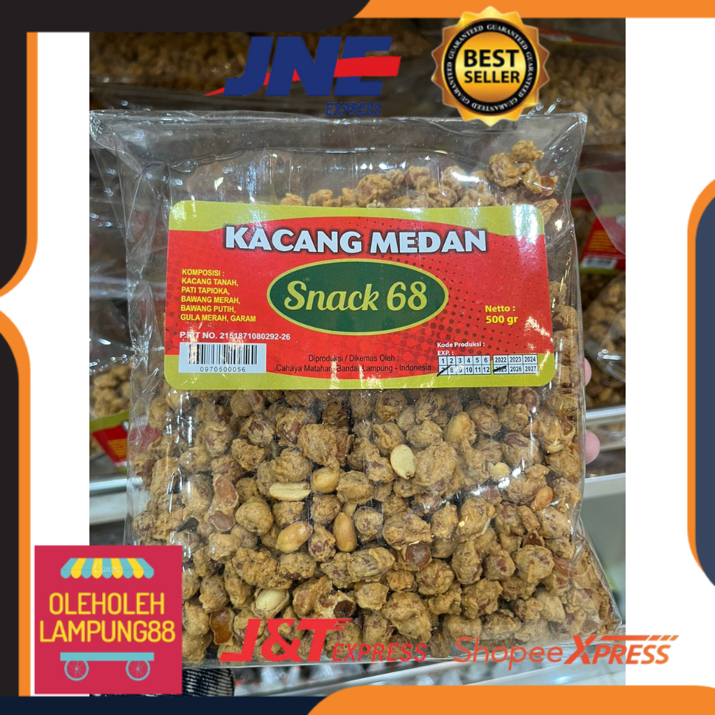 Jual Snack 68 Kacang Medan Kemasan Besar Kecil Oleh Oleh Lampung Kacang ...
