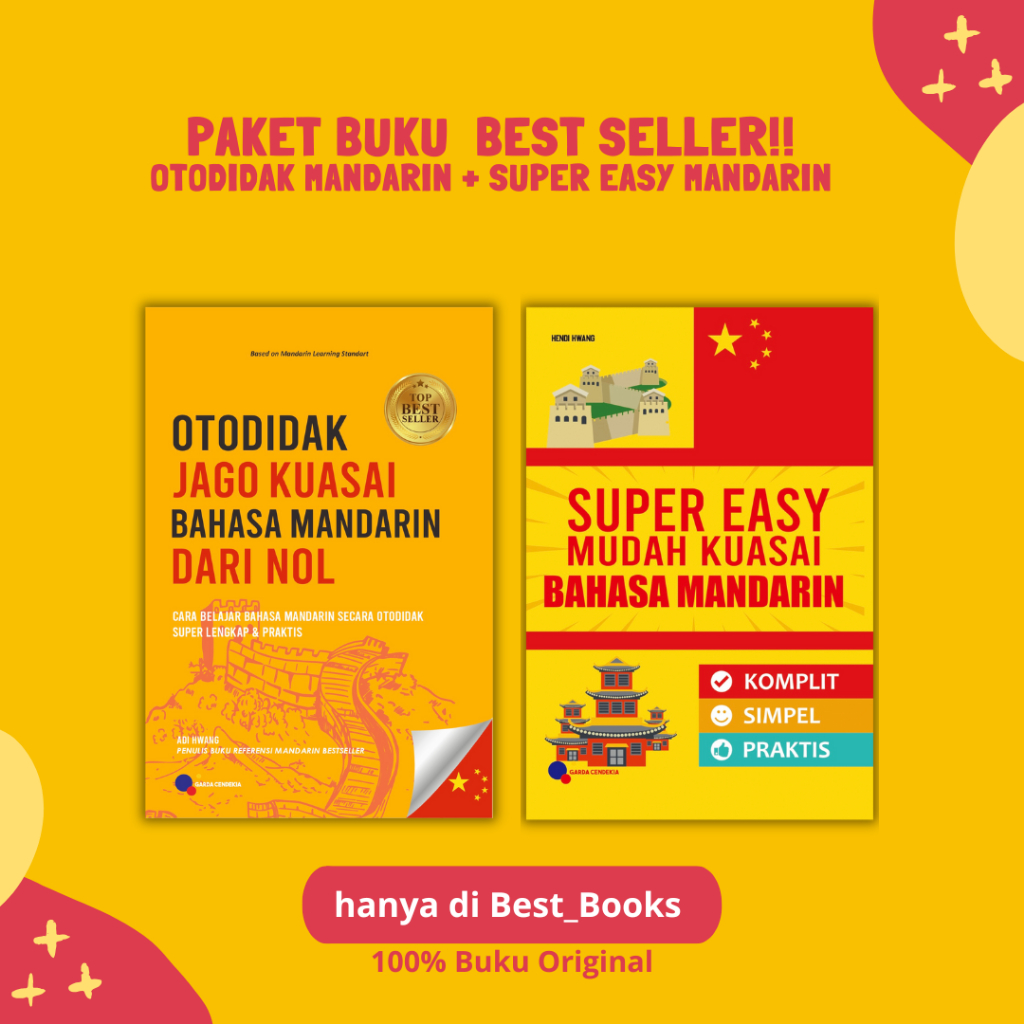 Jual Paket Hemat 2 Buku Best Seller (Otodidak Jago Kuasai Bahasa Mandarin + Super Easy Mudah ...