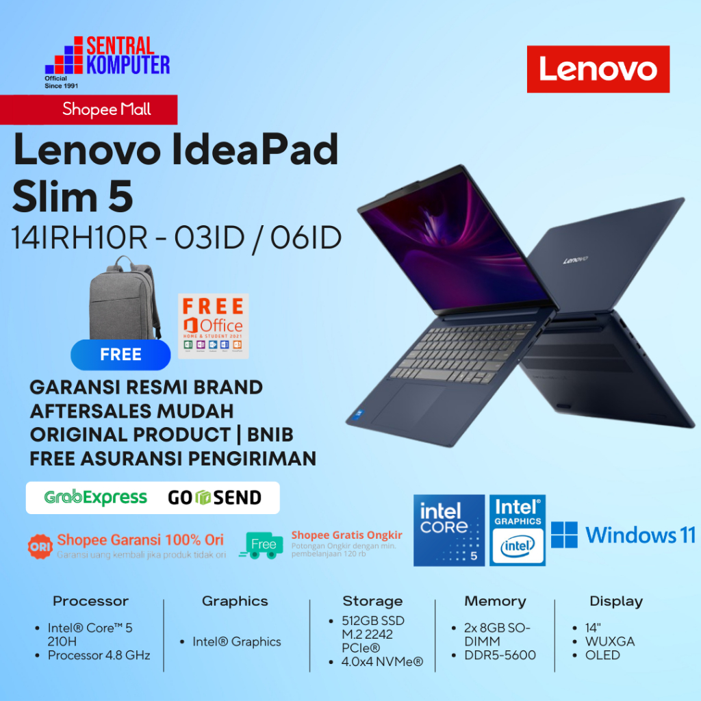 Jual Lenovo IdeaPad Slim 5 14IRH10R Core 5 210H 16GB 512GB W11 OHS ...