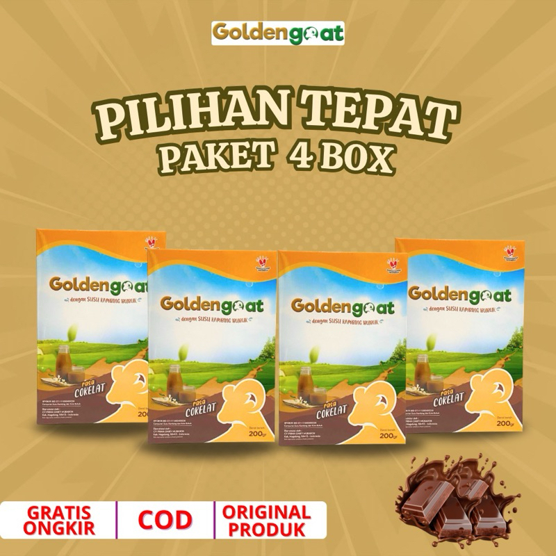 Jual Susu Goldengoat Rasa Coklat 4Box isi 200g | Shopee Indonesia