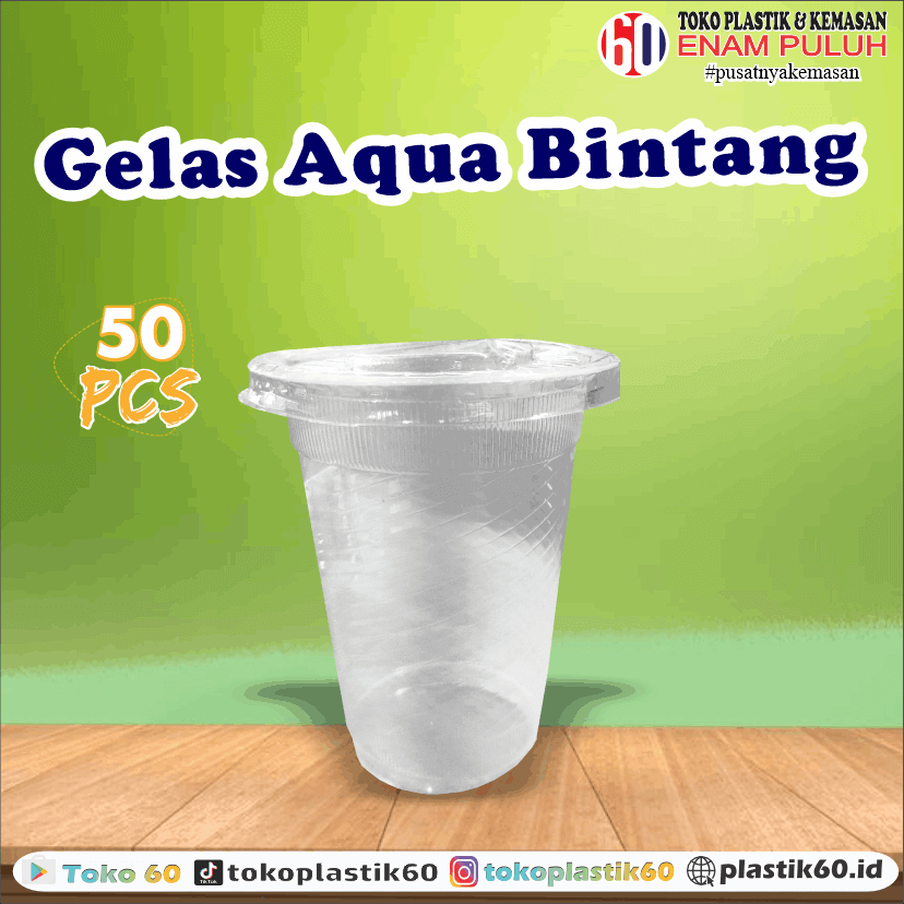 Jual Gelas plastik cup aqua BINTANG 220 ml 50 pcs | Shopee Indonesia