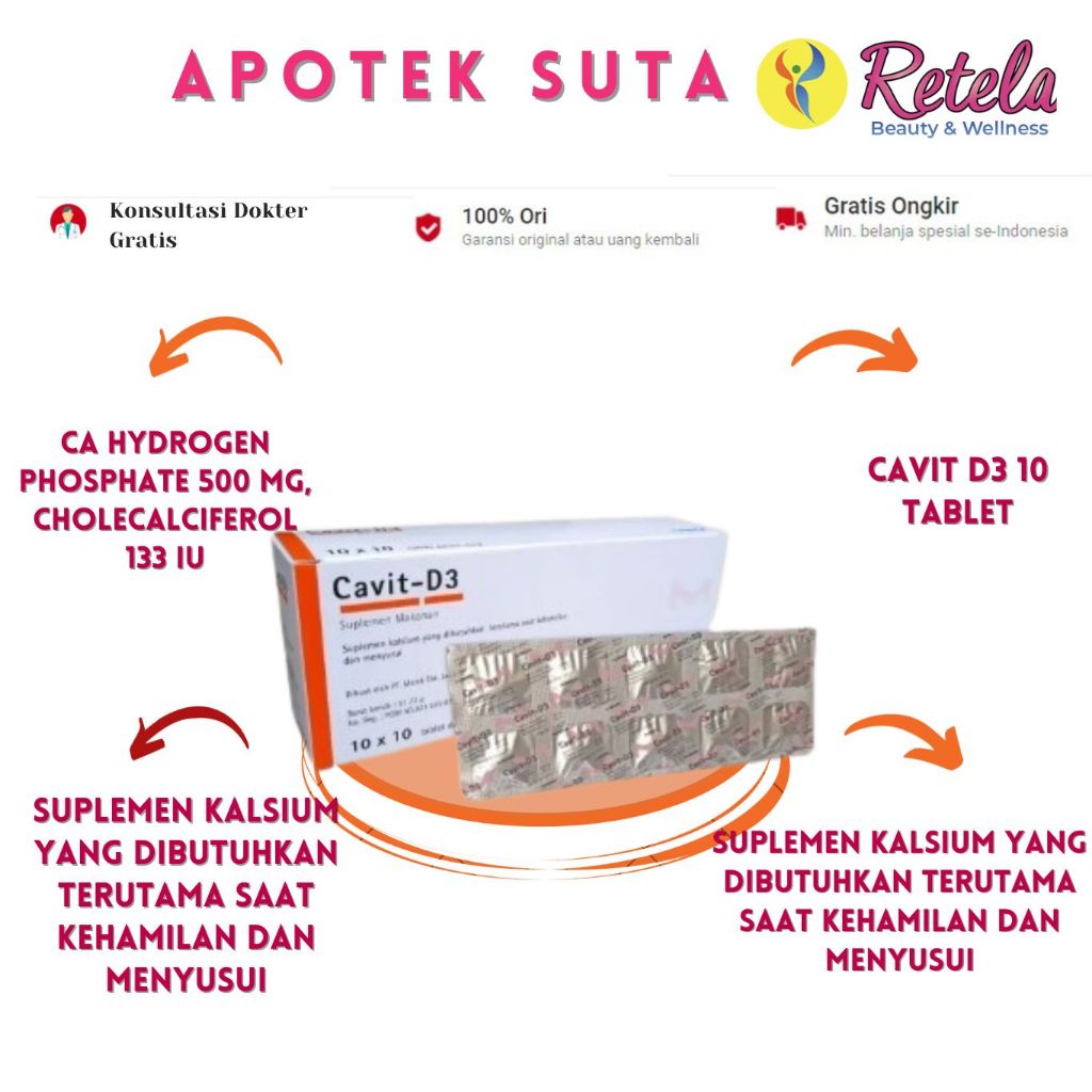 Jual Cavit D3 10 Tablet/ kalsium terutama saat kehamilan dan menyusui ...