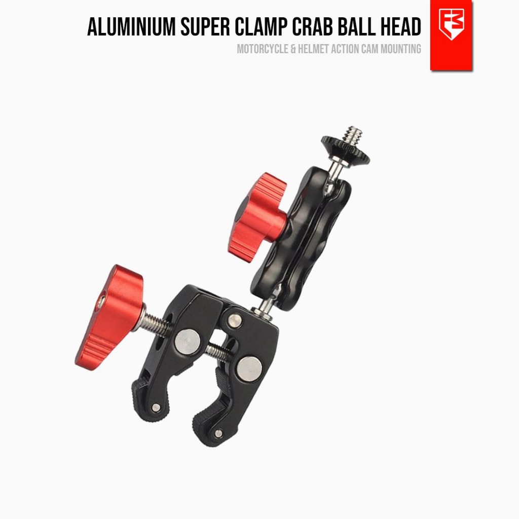 Jual Aluminium Super Clamp Ball Head Mount 360 Mounting Action Cam ...
