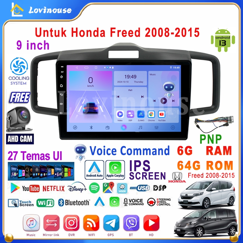 Jual 【Untuk Honda Freed 2008-2015】6G+64G Android 13 Head Unit Termasuk ...