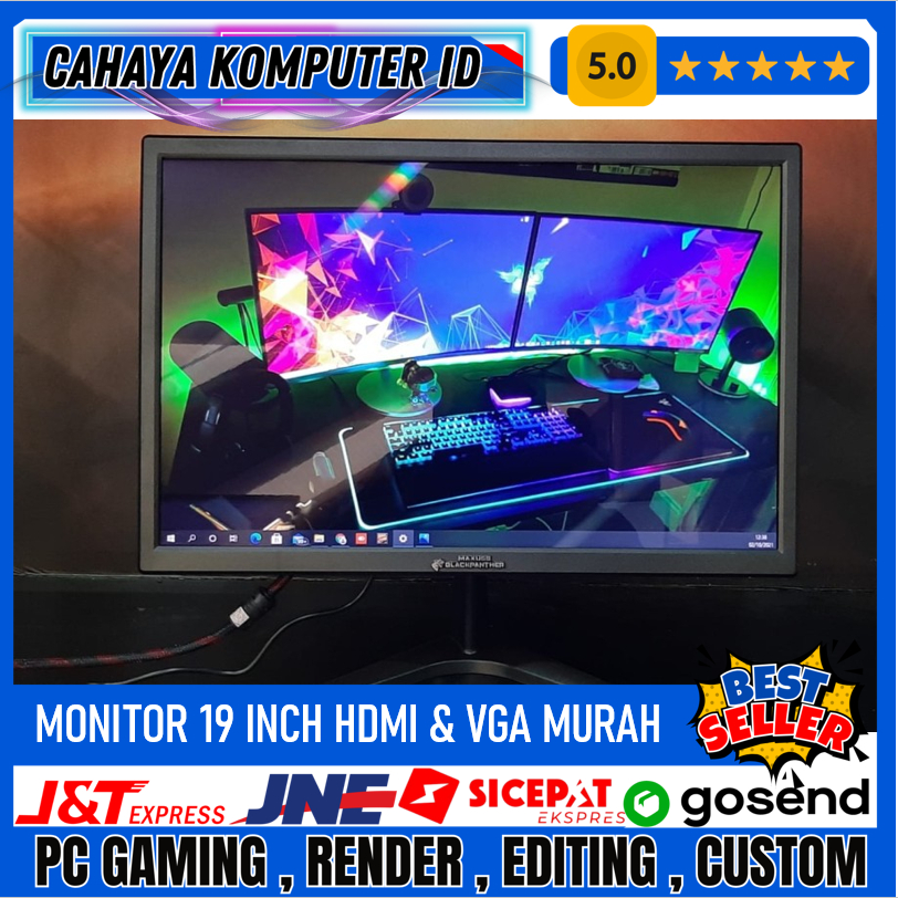 Jual Monitor LED Maxuss Blackpanther 19" HD VGA HDMI MURAH BERGARANSI ...