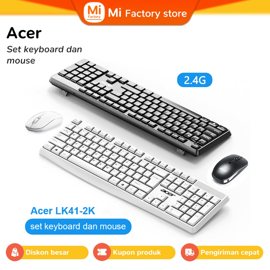 Jual Acer LK41-2K Set Mouse & Keyboard Wireless Bluetooth 2.4G - Baterai Tahan Lama, Desain ...