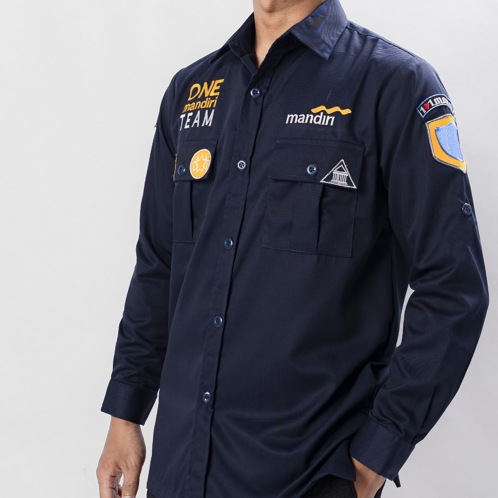 Jual Promo Kemeja Seragam PDL Bank Mandiri Biru Navy Panjang | Baju One ...