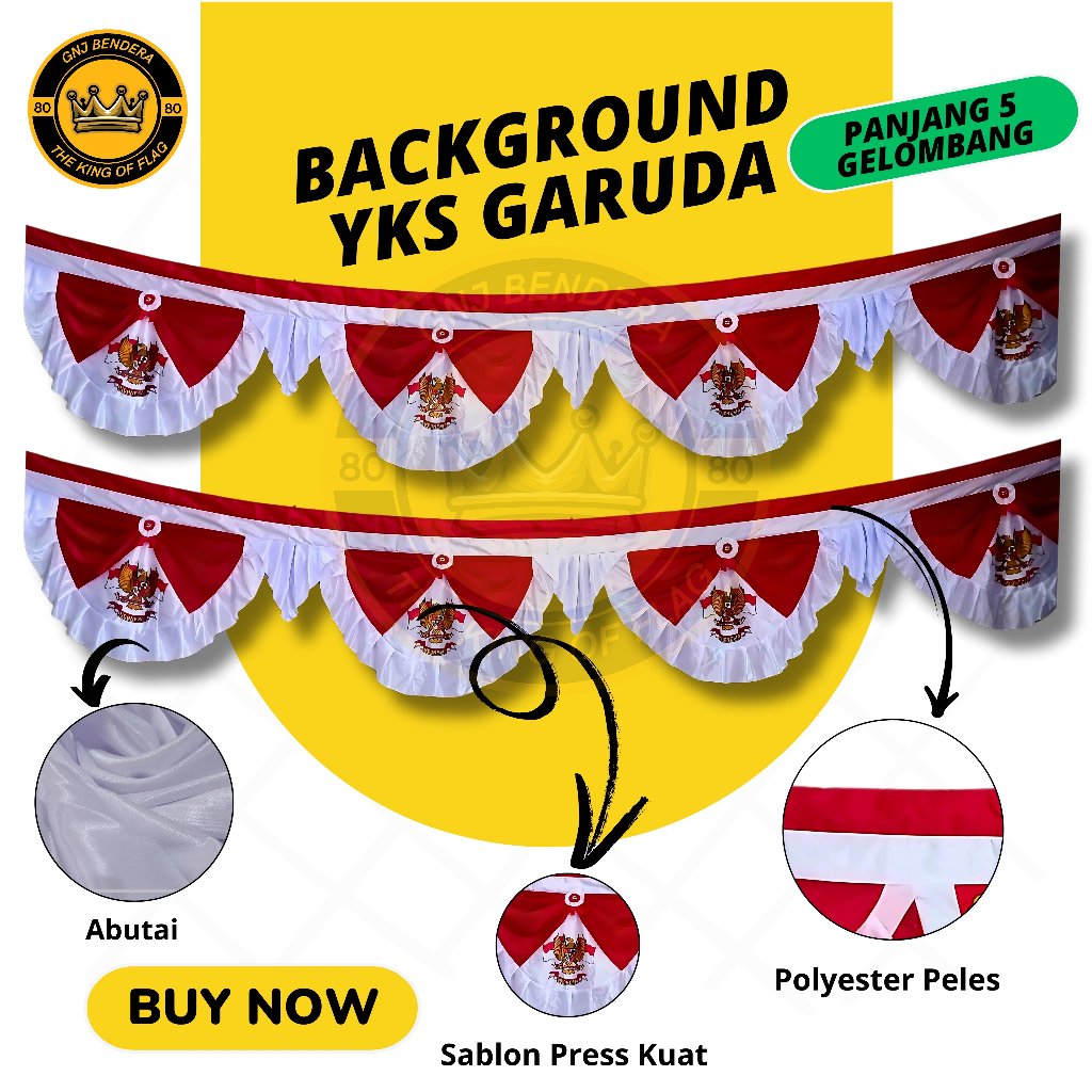 Jual Background Bendera Garuda YKS 10 gelombang semi Abutai (9m ...