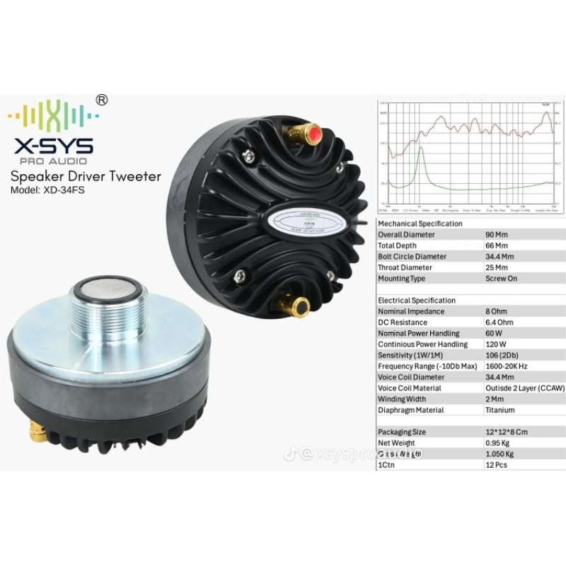 Jual Driver Tweeter X-sys XD34FS drat Tweeter Xsys 34mm original ...