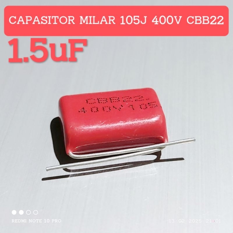 Jual CAPASITOR MILAR 105J 1.5uF 400V 400VOLT CBB22 | Shopee Indonesia