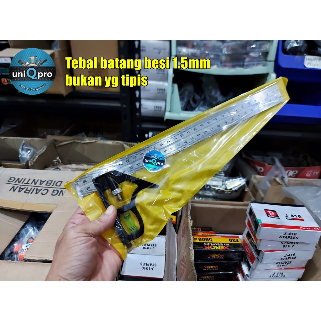 Jual siku waterpass / penggaris siku tukang / mistar kombinasi / siku ...