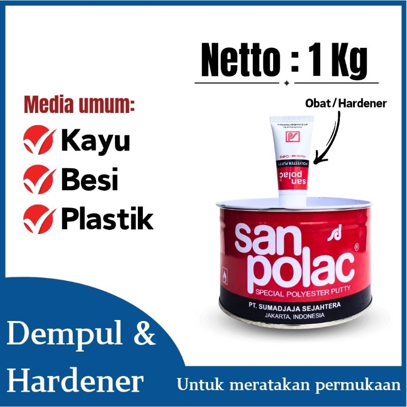 Jual Dempul plastik kayu besi Dempul body motor mobil Sanpolac 1 kg ...