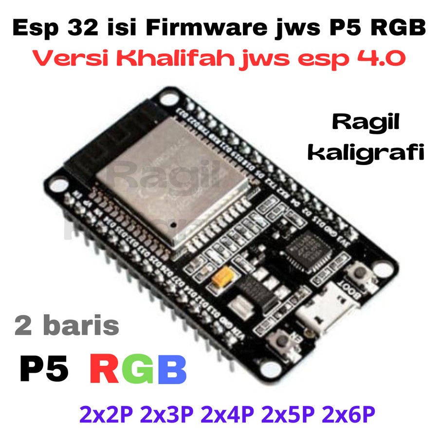 Jual esp32 isi program jws P5 RGB khalifah jws esp 2 baris - esp 32 isi firmware khalifah jws ...