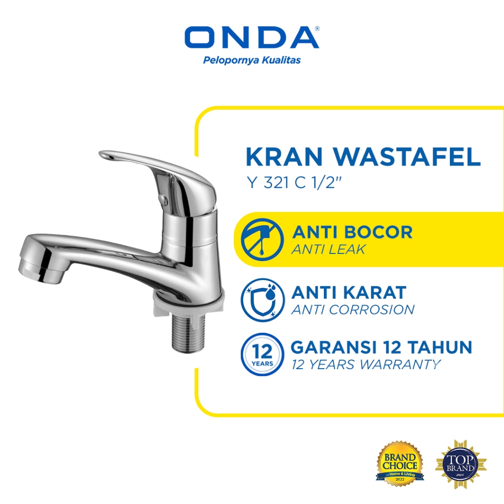 Jual ONDA Kran Air Wastafel Kamar Mandi Cuci Tangan Tanam Kaku Anti Bocor Y 321 C 1/2" | Shopee ...