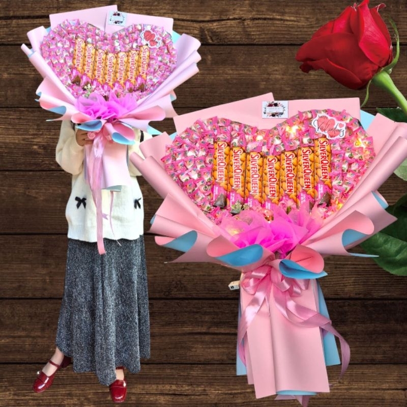 Jual ( GRAB) SAMEDAY DELIVERY Bouquet Love Bunga Yupi Permen mix Coklat ...