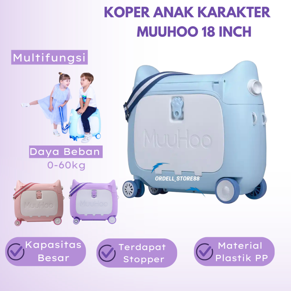 Jual Koper Anak Multifungsi Muuhoo 18 Inch | Koper Kabin Anak Duduk ...