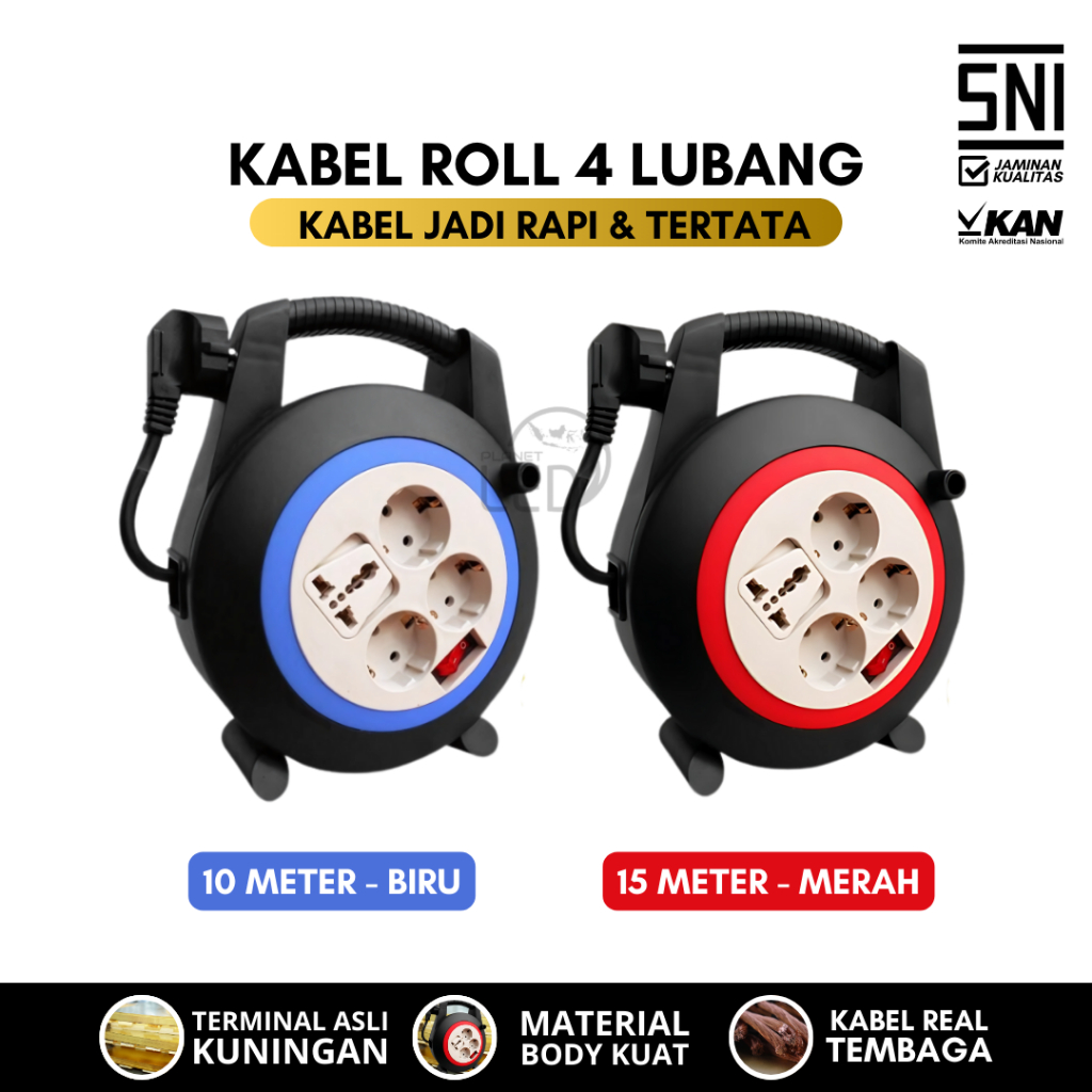 Jual Terminal Kabel Box Roll + Switch 15 / 10 Meter 4 Lubang Terminal ...